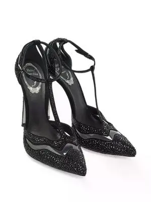 Rene Caovilla Crystal-embellished T-strap Pumps