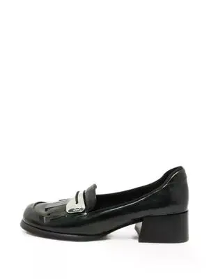 Prada Leather Fringe Loafers With Silver-tone Hardware
