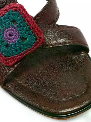 Prada Leather Crochet Detail Slingback Sandals