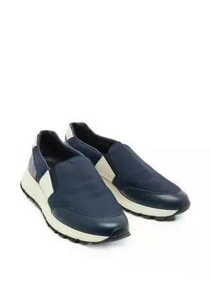 Prada Navy Leather Round Toe Slip-on Sneakers