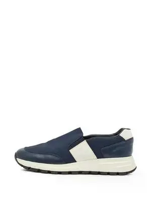 Prada Navy Leather Round Toe Slip-on Sneakers