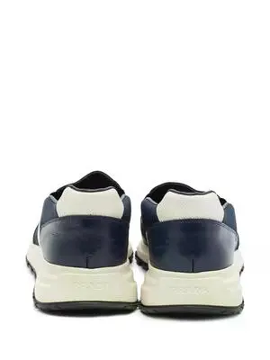 Prada Navy Leather Round Toe Slip-on Sneakers