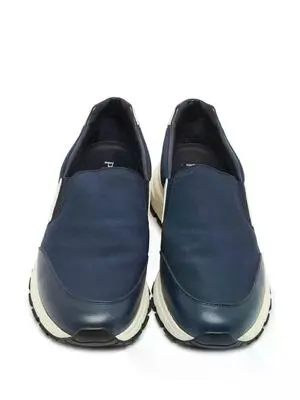 Prada Navy Leather Round Toe Slip-on Sneakers