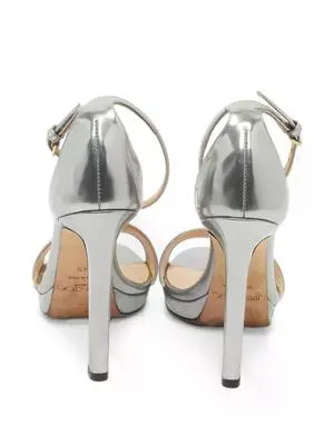 JIMMY CHOO Metallic Leather Ankle Strap Sandals