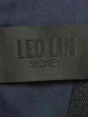 LEO LIN Open-back Asymmetric Denim Blazer With Contrast Stitching