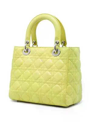 Dior 2015 Medium Lambskin Cannage Lady Satchel - Yellow