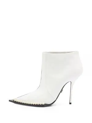 Dolce & Gabbana Patent Leather Faux-pearl Embellished Stiletto Ankle Boots
