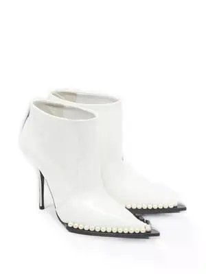 Dolce & Gabbana Patent Leather Faux-pearl Embellished Stiletto Ankle Boots