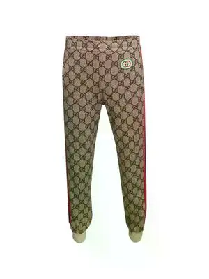 Gucci Monogram-print Web Stripe Track Pants - Neutrals