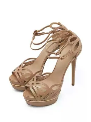 LE SILLA Laser-cut Leather Platform Stiletto Sandals