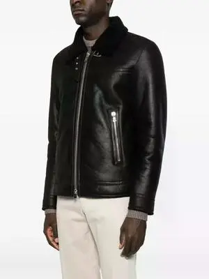 DONDUP Leather Jacket With Shearling Collar