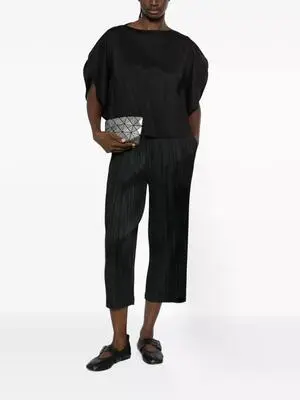 Issey Miyake Pleated Cape-sleeve T-shirt - Black