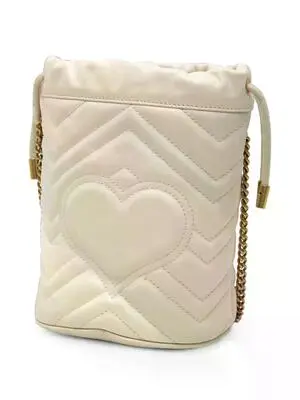 Gucci 2000-2015 Small Gg Marmont Matelasse Calfskin Bucket Bag - White