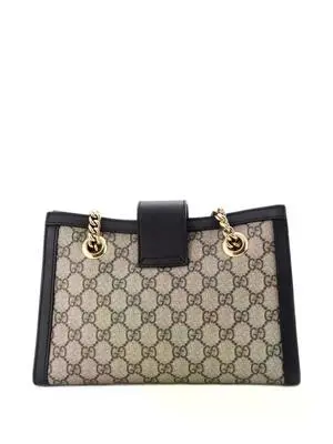 Gucci Padlock Chain Tote Gg Coated Canvas Small Shoulder Bag - Black