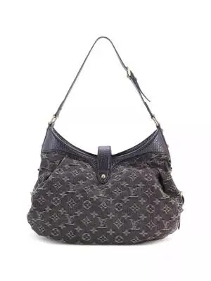 LOUIS VUITTON Monogram Denim Hobo Bag - Black