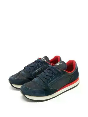 Prada Paneled Lace-up Low-top Sneakers - Blue