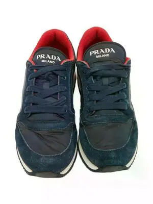 Prada Paneled Lace-up Low-top Sneakers - Blue