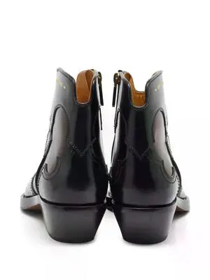 Dior Burgundy Leather Western Ankle Boots