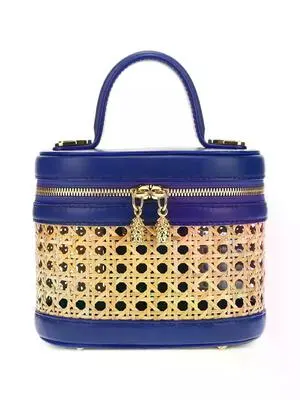 Tyler Ellis Small Victoria Wicker Leather Tote Bag - Blue