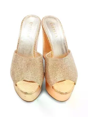 LE SILLA Crystal Python-embossed Wedge Sandals
