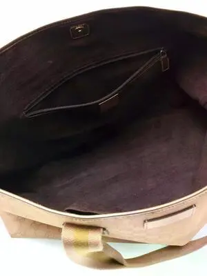 Gucci Gg Canvas Web Tote Bag - Gold