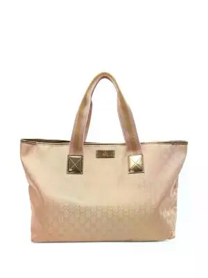 Gucci Gg Canvas Web Tote Bag - Gold