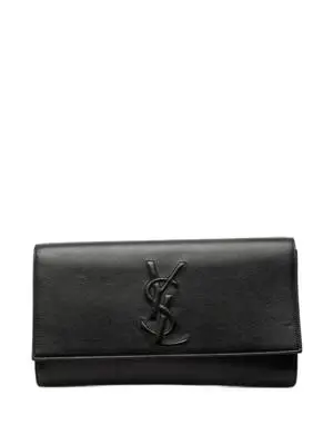 Saint Laurent 2000-2012 Large Calfskin Monogram Belle De Jour Clutch Bag - Black