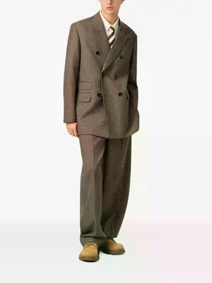 AMI Paris Double-breasted Houndstooth Wool Blazer