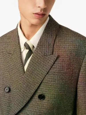 AMI Paris Double-breasted Houndstooth Wool Blazer