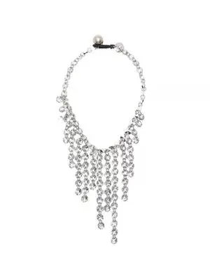 MARIA CALDERARA Crystal-embellished Fringed Necklace - Silver