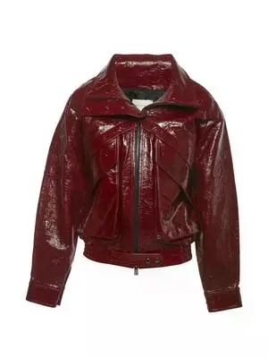 Magda Butrym Burgundy Leather Bomber Jacket