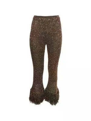 Valentino Garavani Sequin Feather-trim Flared Trousers