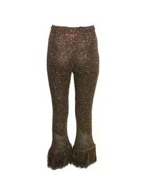 Valentino Garavani Sequin Feather-trim Flared Trousers