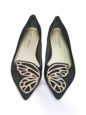 SOPHIA WEBSTER Bibi Butterfly Embroidered Suede Flat Pumps