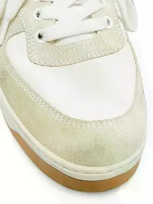 Prada Triangle Logo Leather And Suede Sneakers