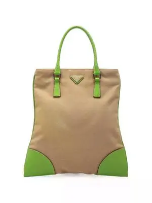 Prada 2000-2013 Cinghiale Trimmed Canvas Canapa Tote Bag
