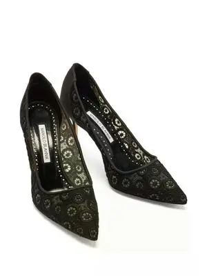 Manolo Blahnik Floral Lace Pointed Toe Stiletto Pumps