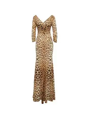 Roberto Cavalli Leopard-print Ruched Maxi Dress