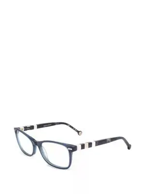 Carolina Herrera Stripe-detail Rectangle-frame Glasses - Blue
