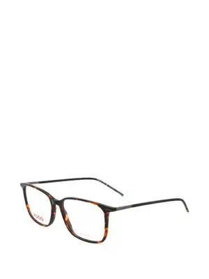 Hugo Tortoiseshell-effect Rectangle-frame Glasses - Black