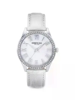 KENNETH COLE Crystal-bezel 39mm Watch - White