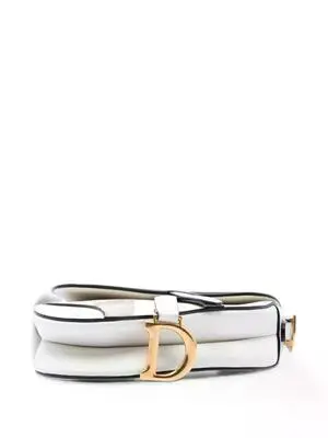Dior 2018 Mini Grained Calfskin Saddle Bag Satchel - White