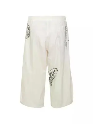 Versace Cream Cotton Graphic Print Poplin Trousers