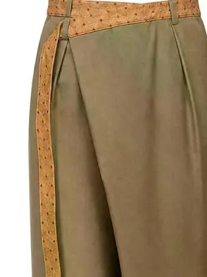 Mcm Wrap-front Logo-belt Trousers