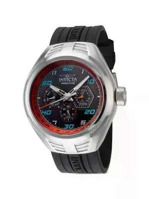 INVICTA Racing 46mm Chronograph Watch With Stainless Steel Case And Silicone Strap - Black