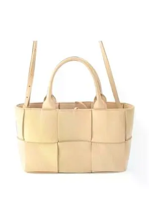 Bottega Veneta 2012-2026 Small Lambskin Maxi Intreccio Arco Tote Satchel Neutrals