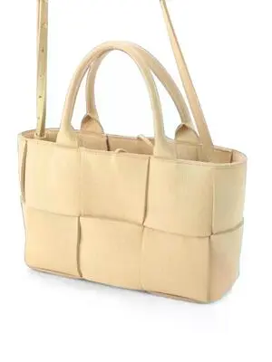Bottega Veneta Small Lambskin Maxi Intreccio Arco Tote Satchel - Neutrals