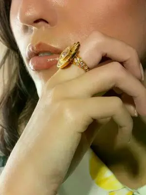BUDDHA MAMA Morganite And Diamond Evil Eye Ring In 20k Yellow