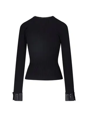COURREGES Ribbed Cardigan With Vinyl Detailing - Black