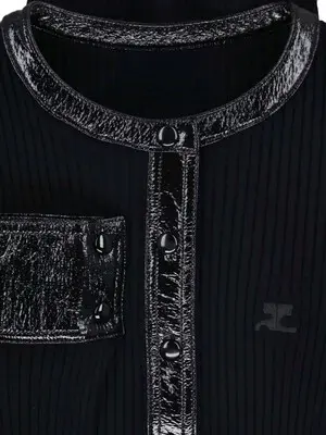 COURREGES Ribbed Cardigan With Vinyl Detailing - Black